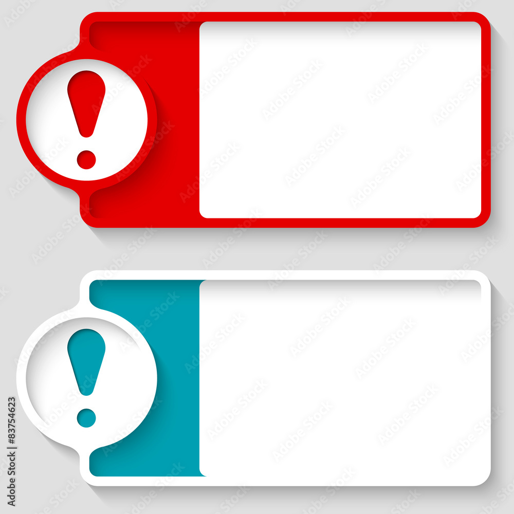 Colored boxes for your text and exclamation mark Stock Vector | Adobe Stock
