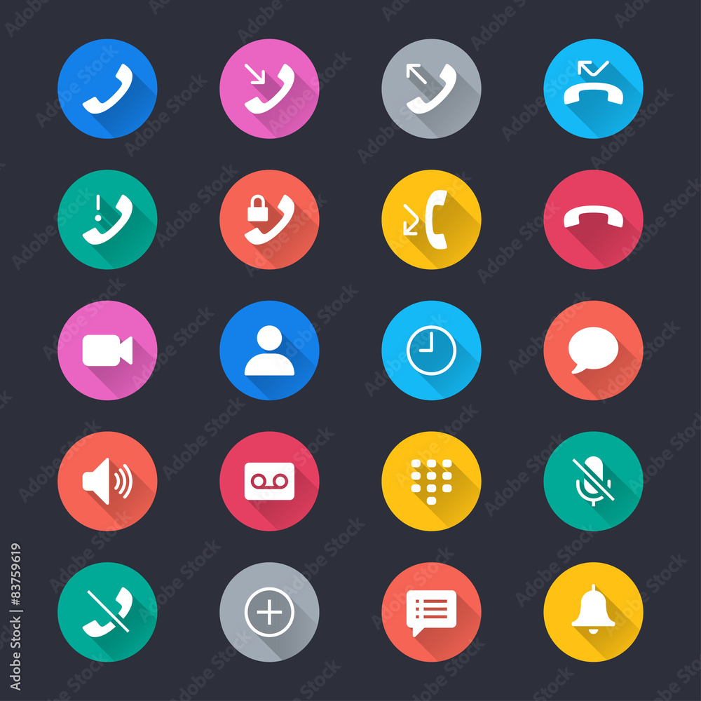 Telephone simple color icons Stock Vector | Adobe Stock