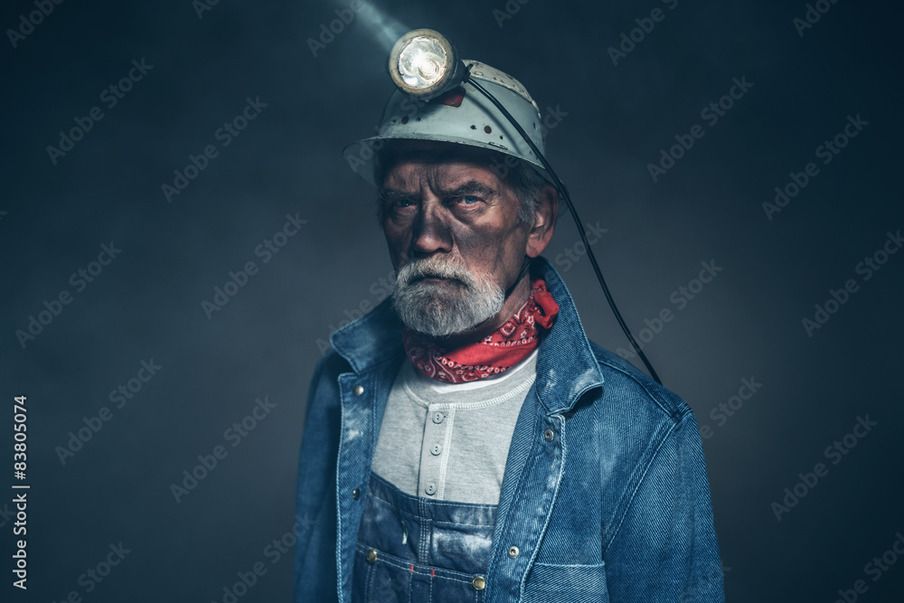 Humorless Bearded Old Miner Staring at the Camera Stock Photo | Adobe Stock