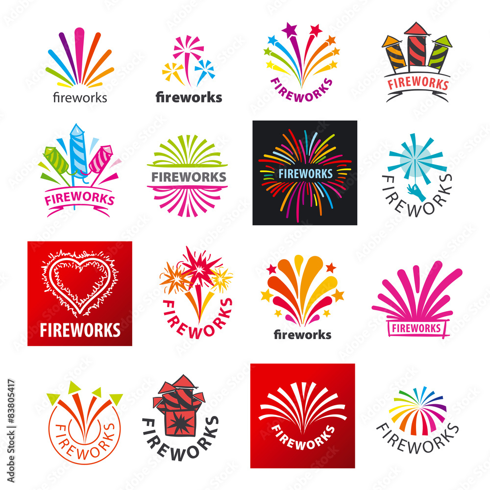 large set of vector logos fireworks Stock Vector | Adobe Stock