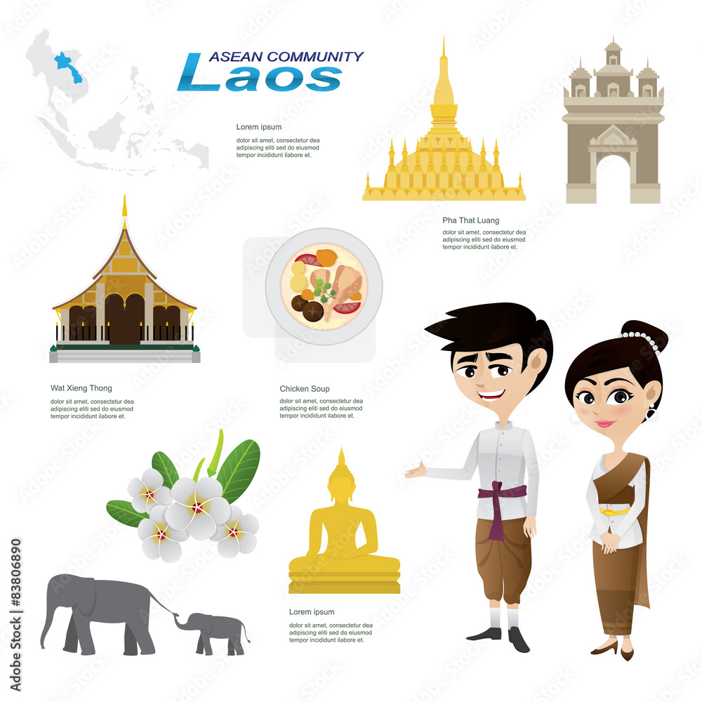 cartoon infographic of laos asean community. Stock Vector | Adobe Stock