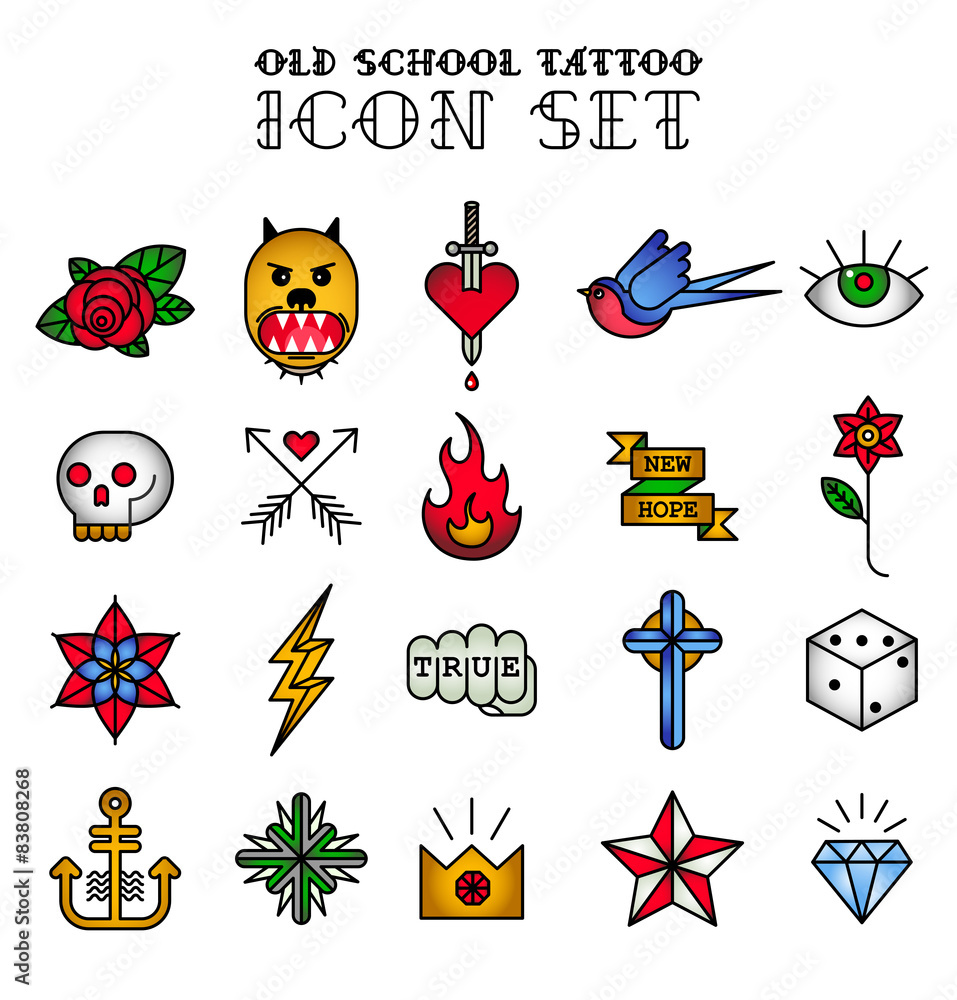 Tattoo icon set Stock Vector | Adobe Stock