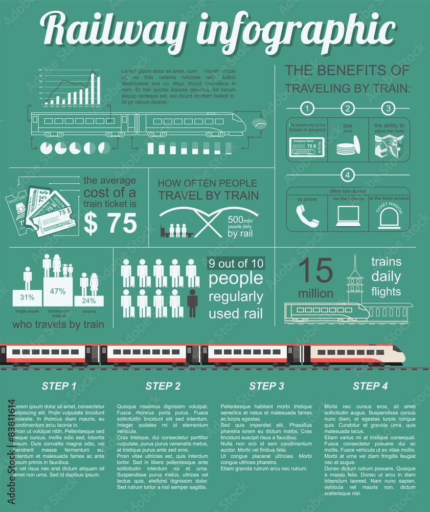 Railway infographic. Set elements for creating your own infograp Stock ...