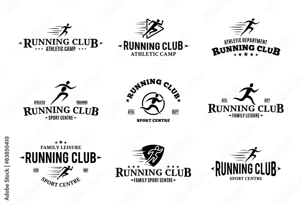 Running Club Logo, Labels, Icons and Design Elements Stock Vector ...