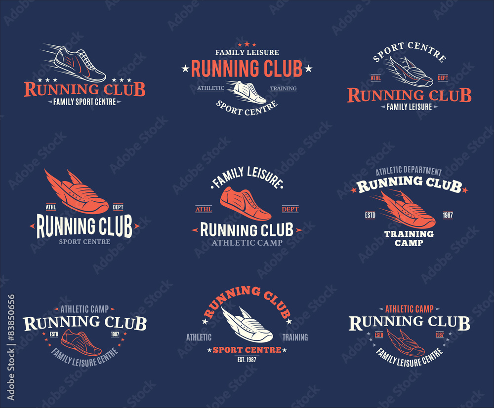 Running Club Logo, Labels Templates and Badges Stock Vector | Adobe Stock