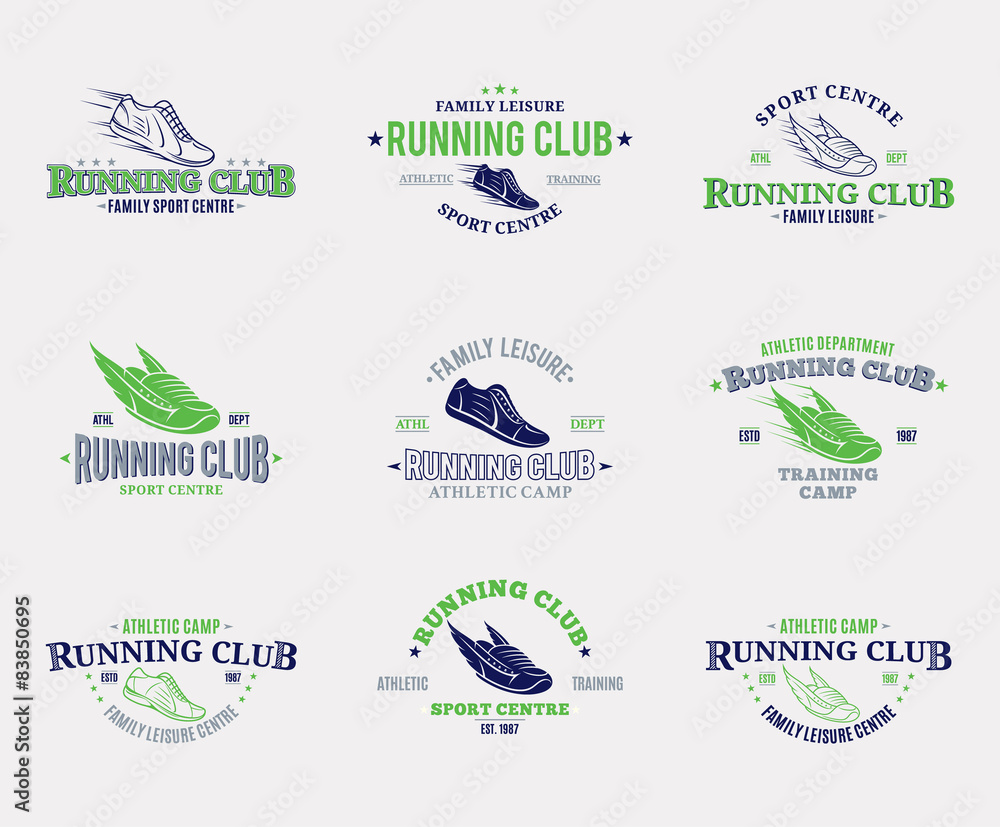 Running Club Logo, Labels Templates and Badges Stock Vector | Adobe Stock