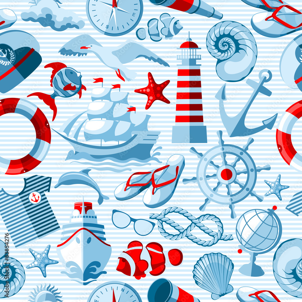 Nautical seamless background Stock Vector | Adobe Stock