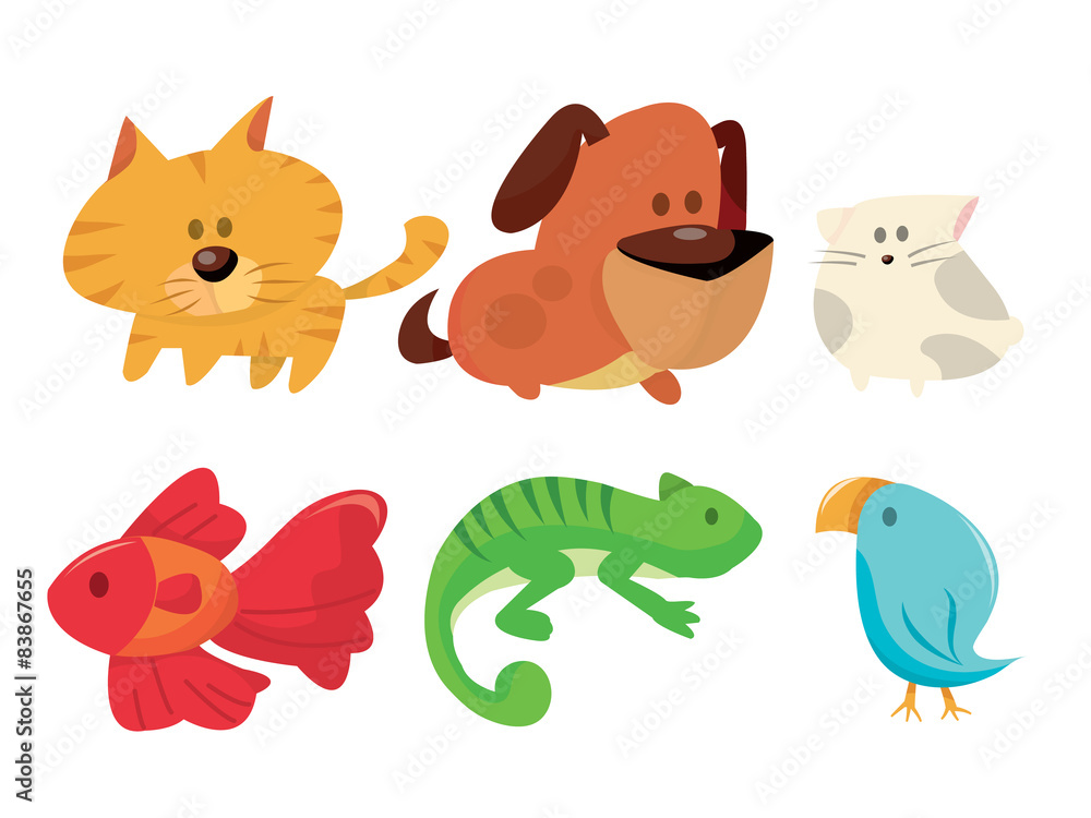 Cartoon Pets Stock Vector | Adobe Stock