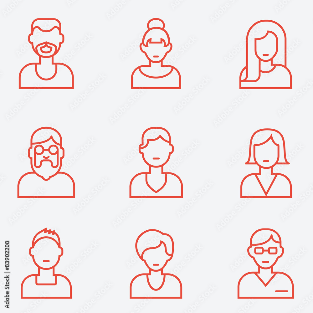 People icons, thin line style, flat design Stock Vector | Adobe Stock