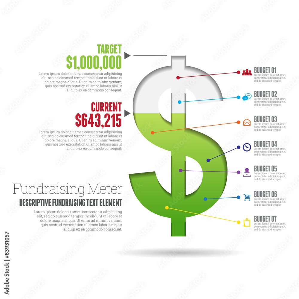 Fundraising Meter Infographic Stock Vector | Adobe Stock