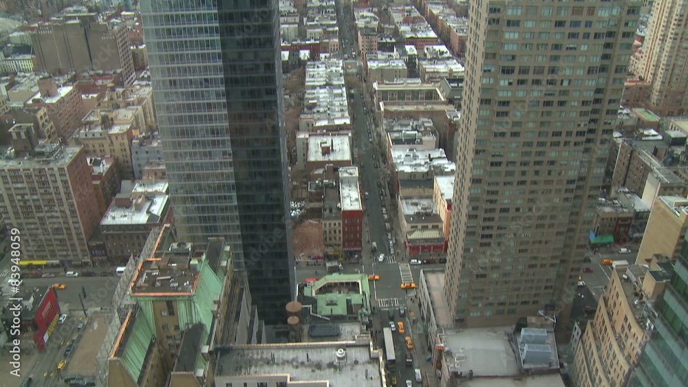 NYC High Rise View Reveal. Tilt down to reveal a igh rise view ...
