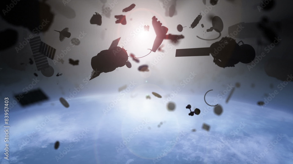 Vídeo do Stock: Toxic garbage in the space over Earth | Adobe Stock