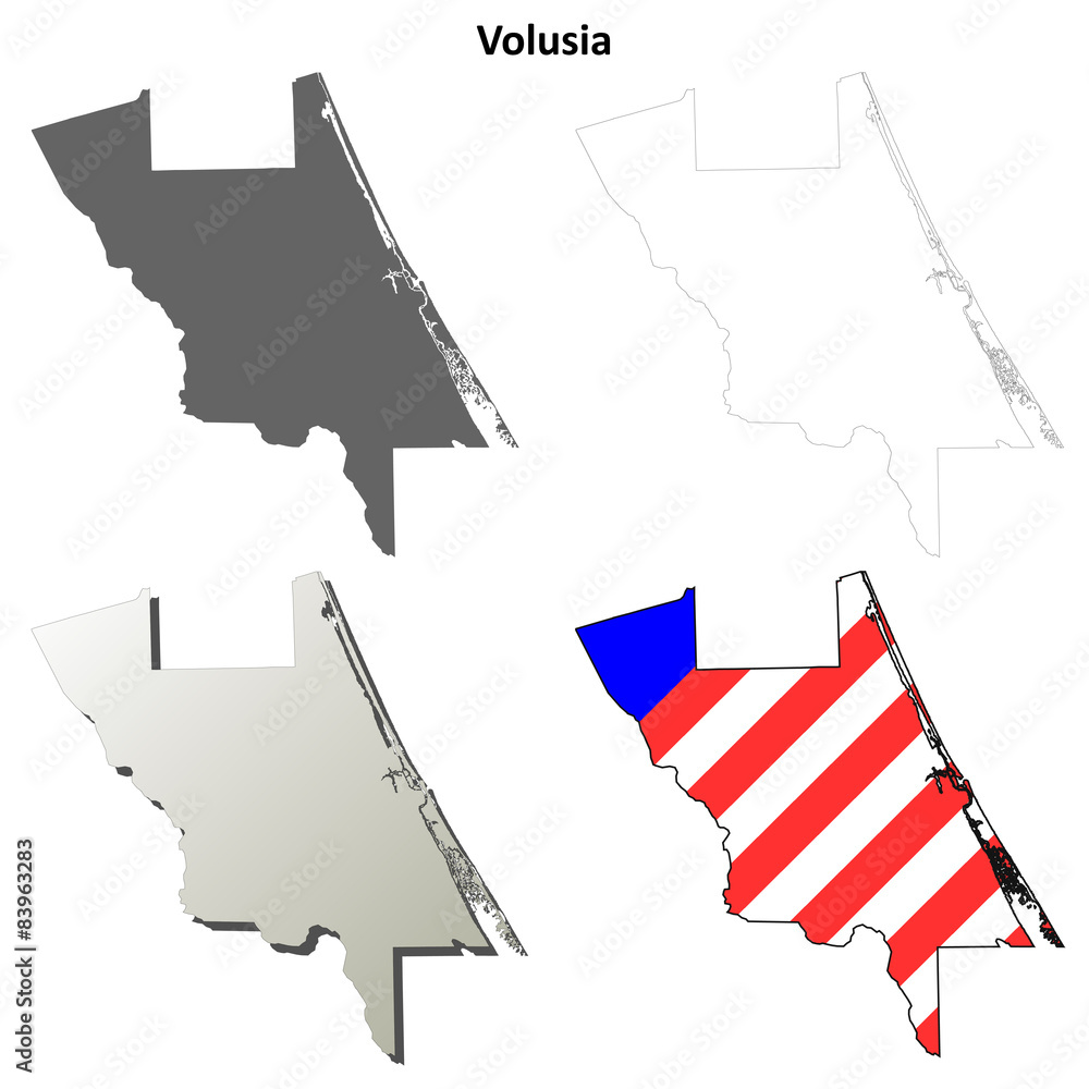 Volusia County (Florida) outline map set Stock Vector | Adobe Stock