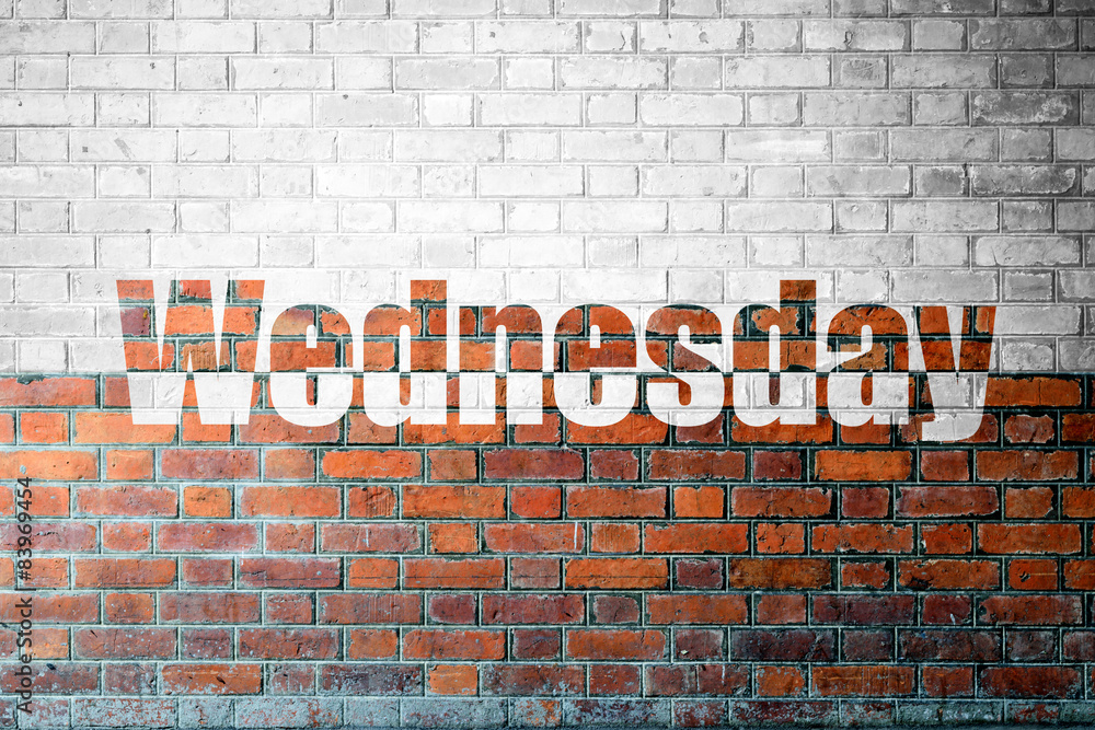 Red Brick wall texture with a word Wednesday Stock Photo | Adobe Stock