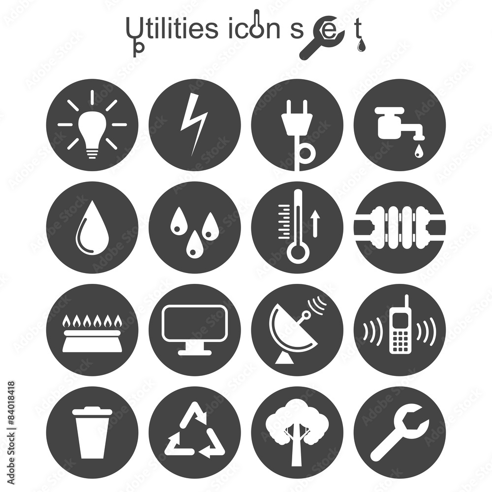 Utilities icon set Stock Vector | Adobe Stock