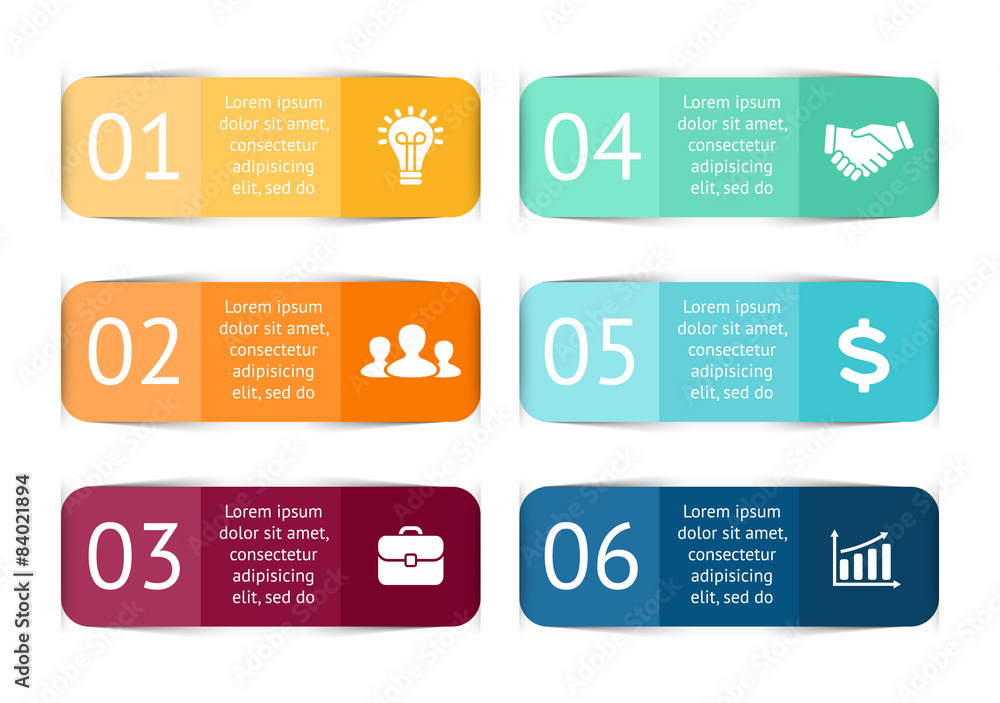 Vector color stickers and labels for infographic. Diagram, graph Stock ...