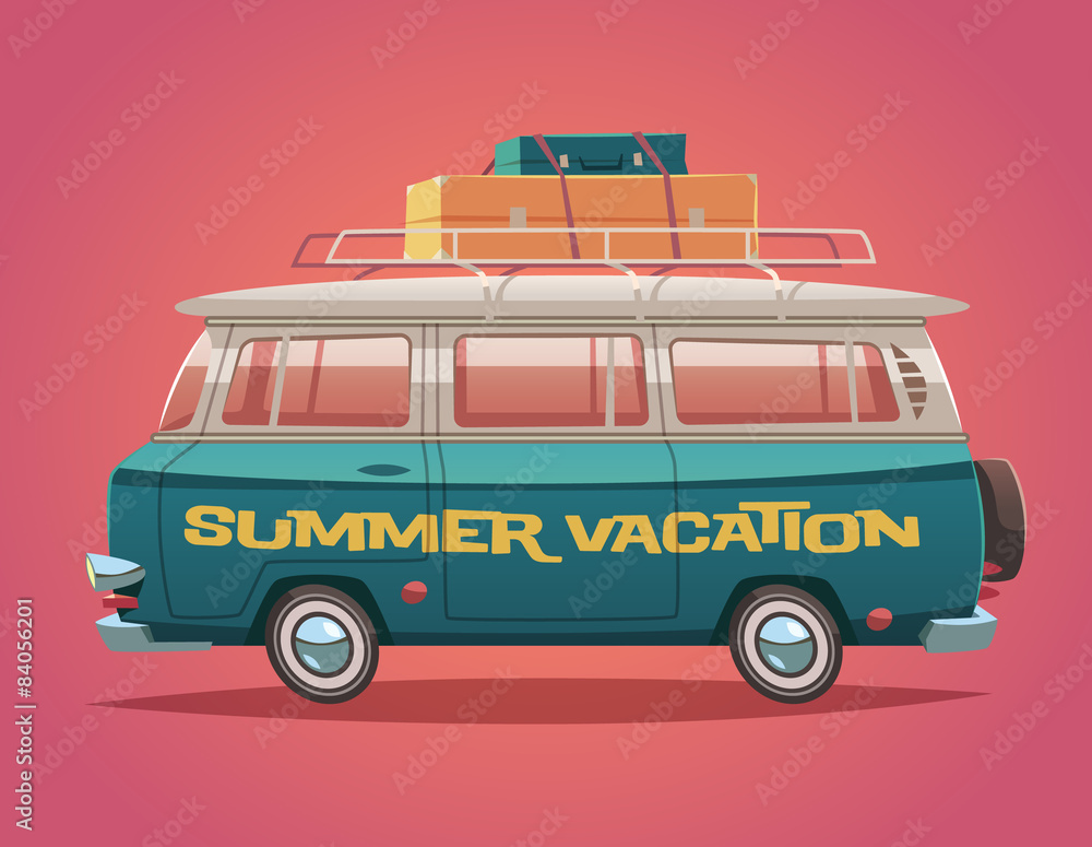Vetor de Camper van. Summer vacation. Vector illustration. do Stock ...