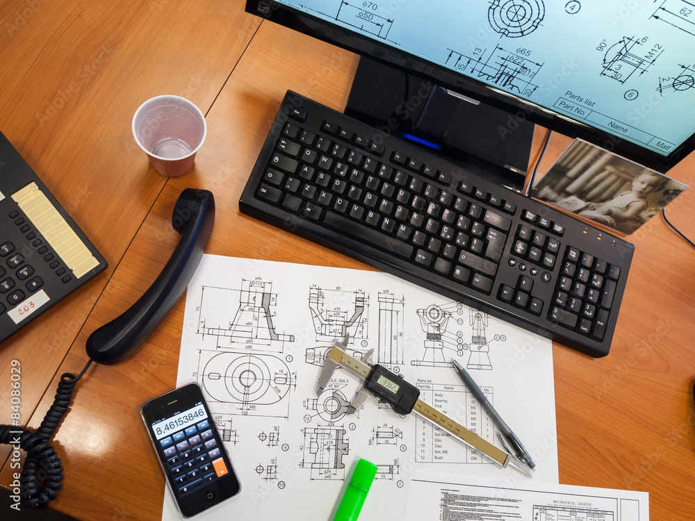 computer aided design in mechanical design Stock Photo | Adobe Stock
