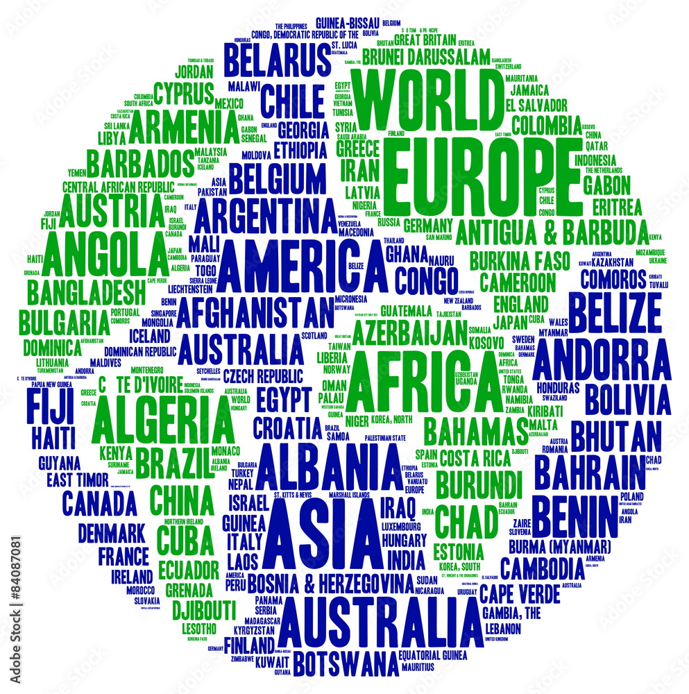 World with country names - word cloud Stock Illustration | Adobe Stock