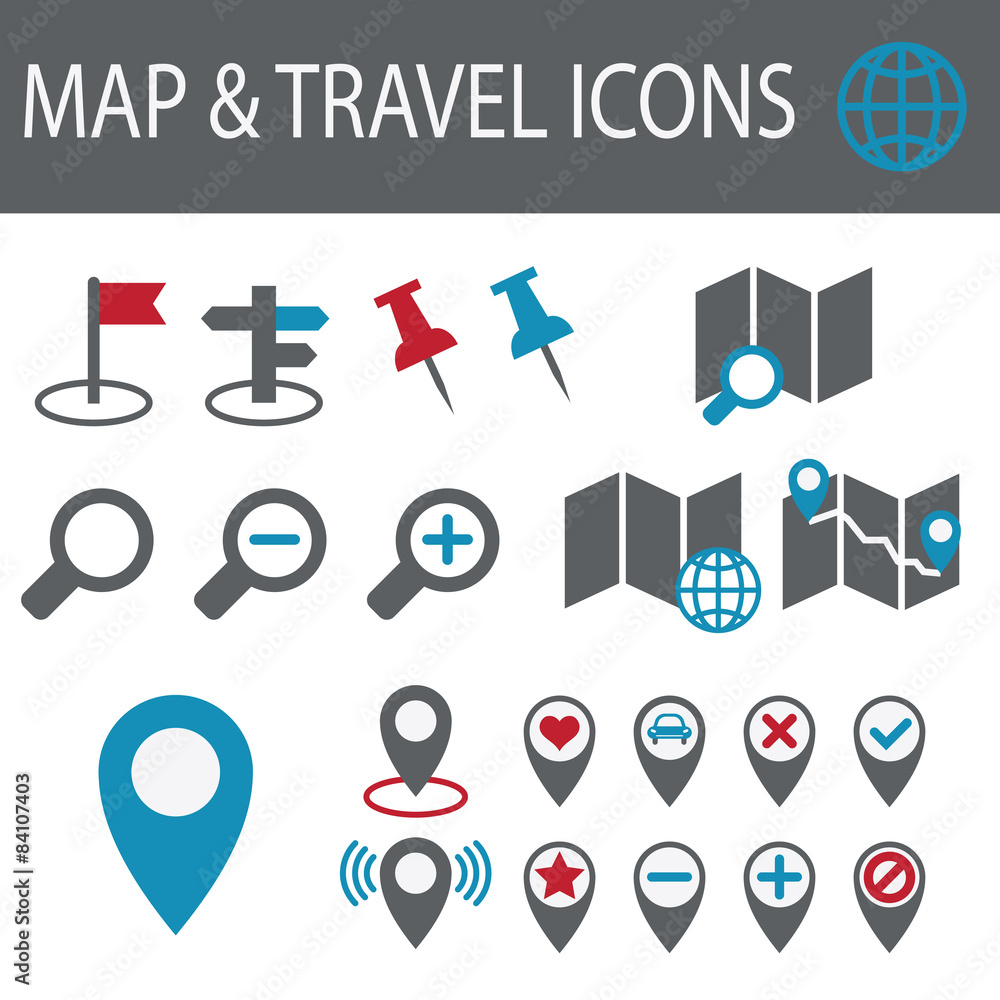 Map Icons Stock Vector | Adobe Stock