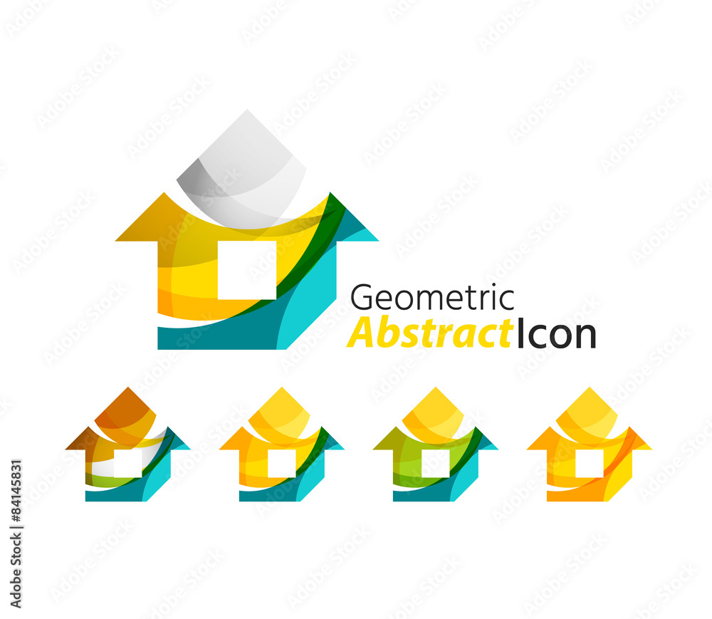 Set of abstract geometric company logo home, house, building Stock ...