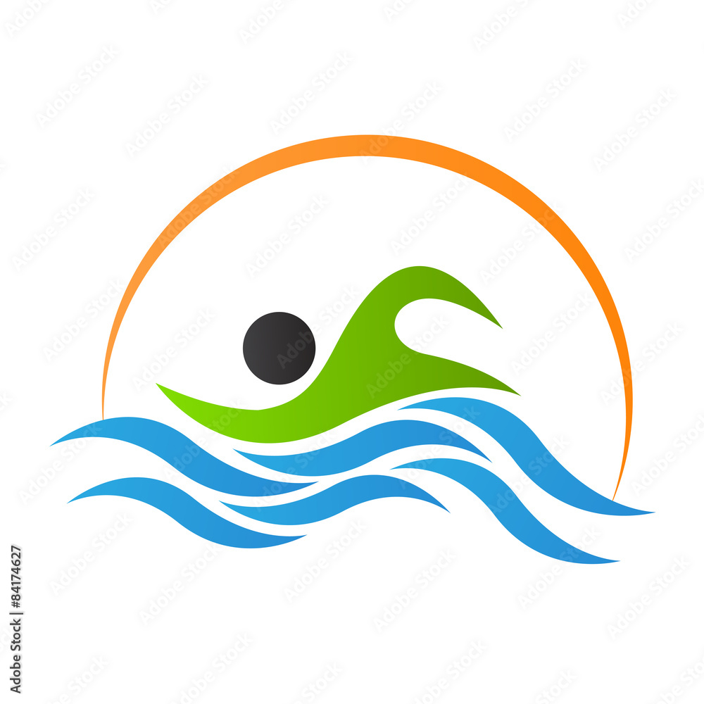 Swimming logo design isolated on white background. Stock Vector | Adobe ...