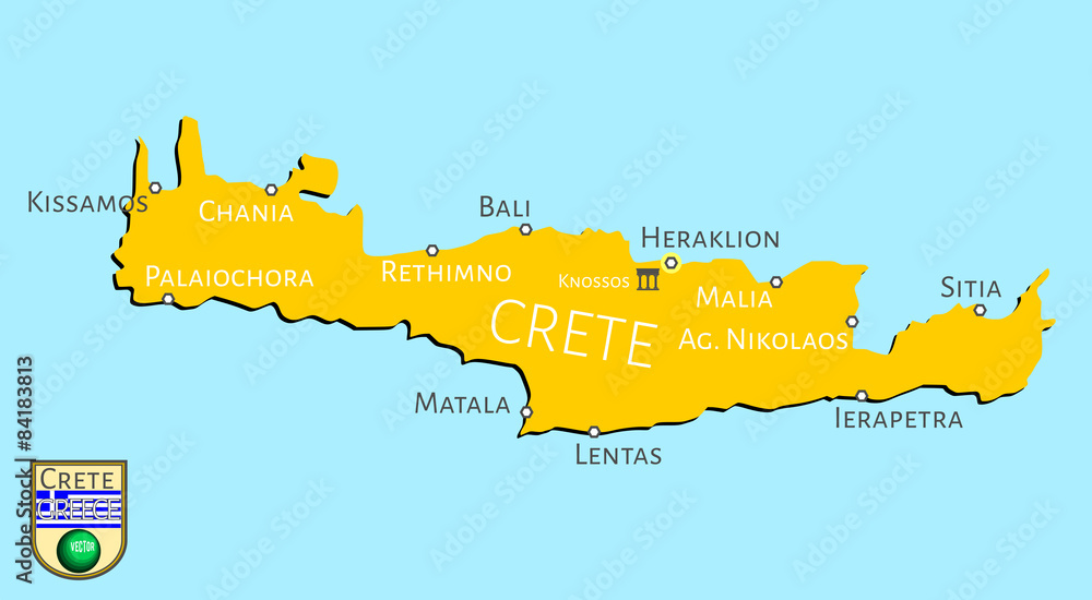 Poster Map of Greek isle of Crete – Wall Art | UkPosters