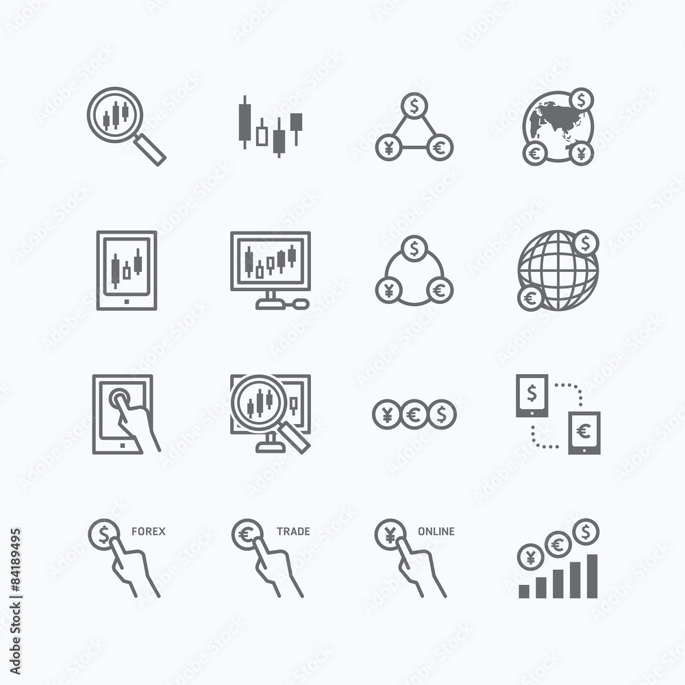 forex vector flat icons set of business finance online trading o Stock ...