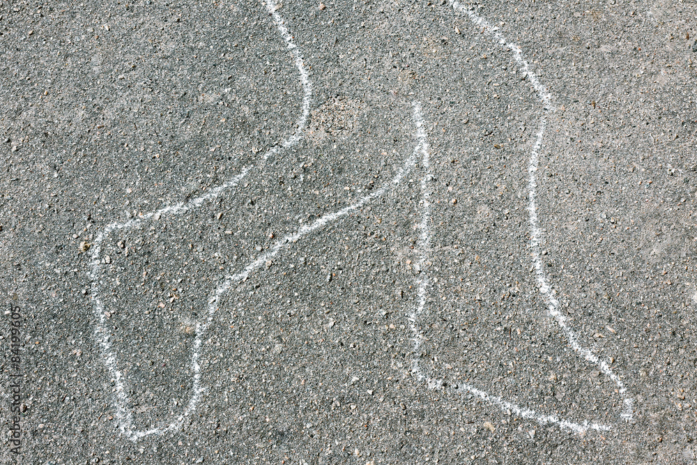 Chalk outline of body dead on pavement Stock Photo | Adobe Stock