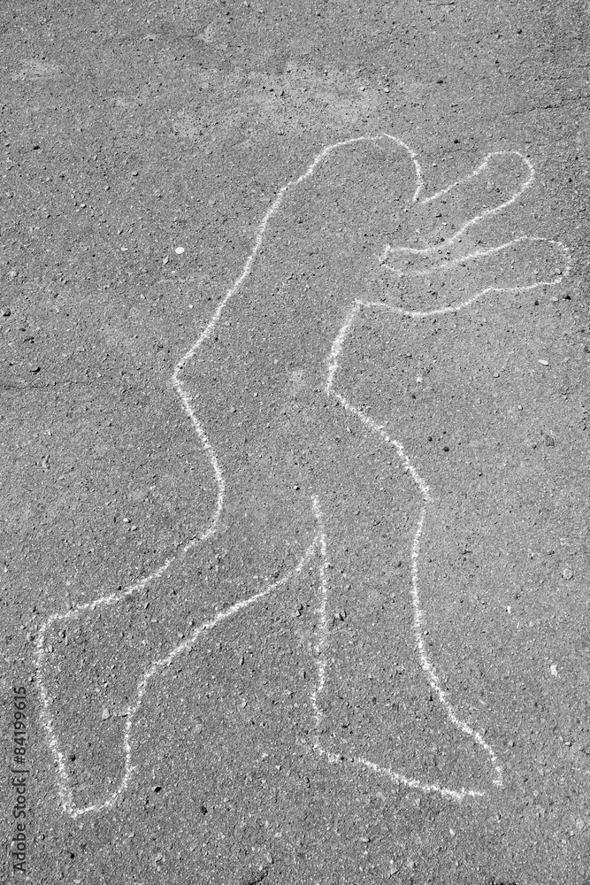 Chalk outline of body dead on pavement Stock Photo | Adobe Stock