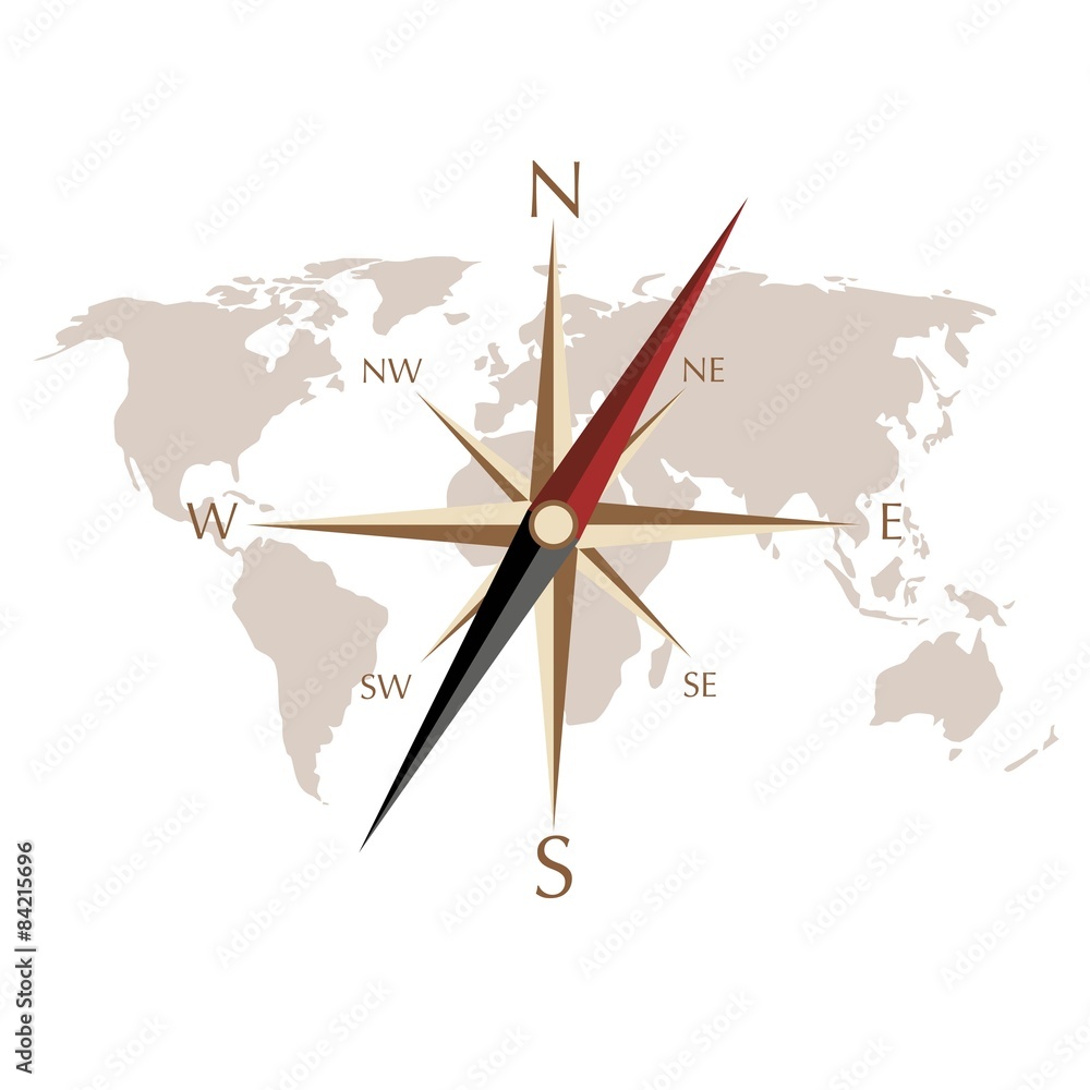 map and compass vector Stock Vector | Adobe Stock