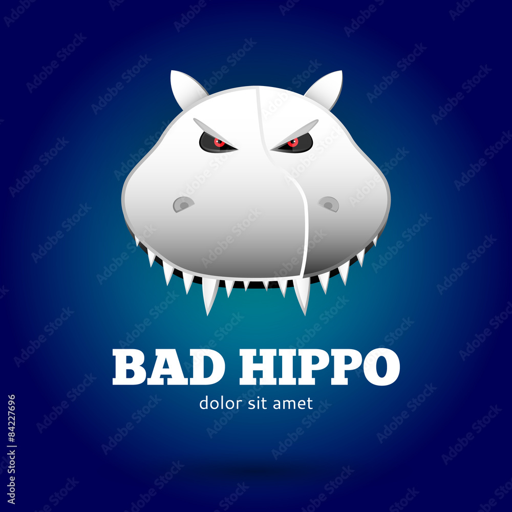 Bad hippo with sharp teeth. Logo for company. Team mascot Stock Vector ...