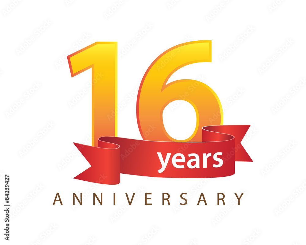 16 Years Anniversary Logo Stock Vector | Adobe Stock