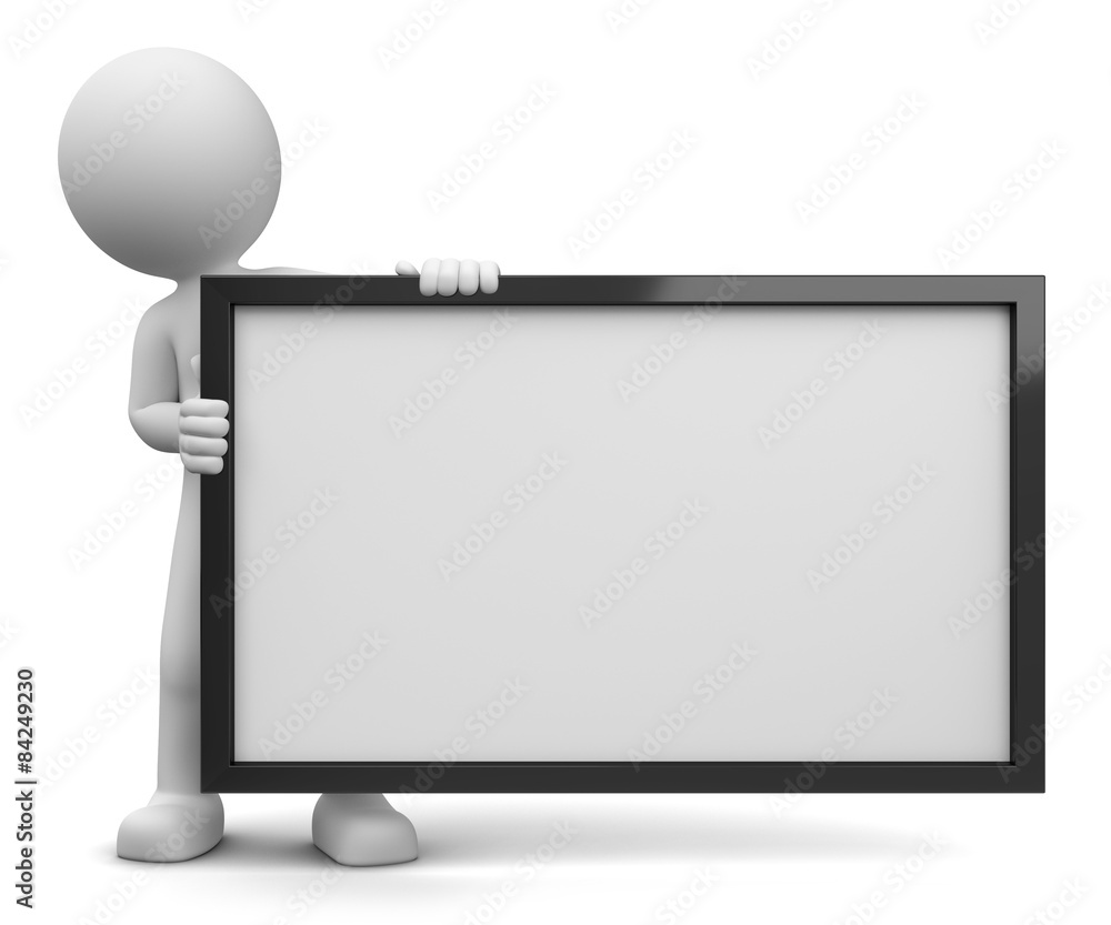 3d Männchen mit Display Stock Illustration | Adobe Stock