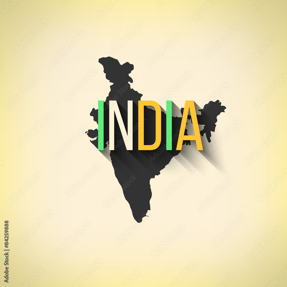 Vector india map in flat design. Indian border and country name Stock ...