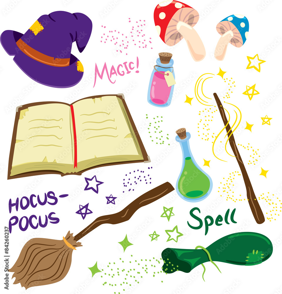 magic stuff cartoon set Stock Vector | Adobe Stock