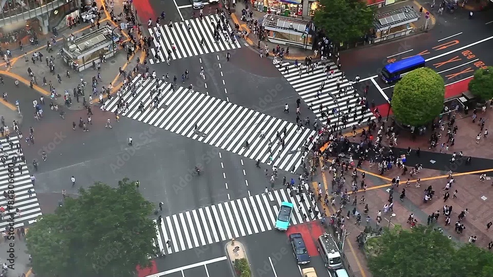 Shibuya pedestrian crossing also known as Shibuya scramble Stock Video ...