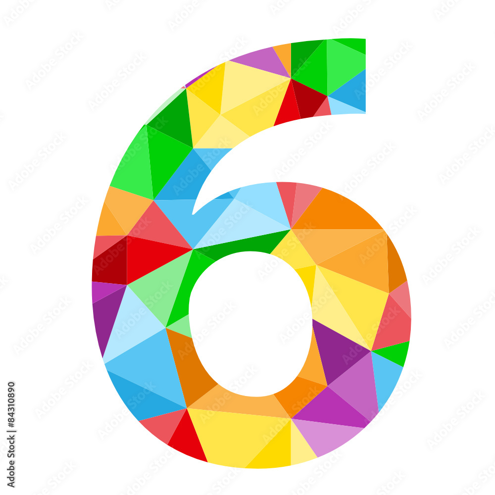 VECTOR POLYGON PATTERN NUMBER ICONS “6” Stock Vector | Adobe Stock