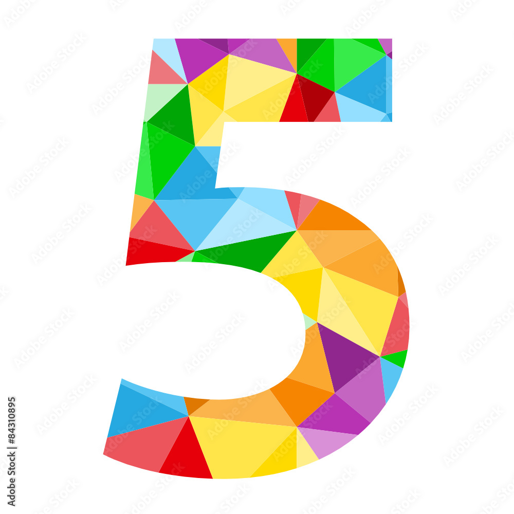 VECTOR POLYGON PATTERN NUMBER ICONS “5” Stock Vector | Adobe Stock