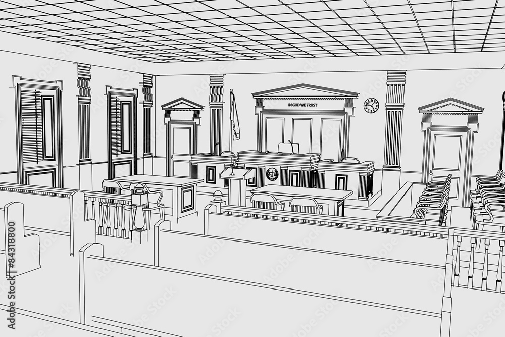cartoon image of court room Stock Illustration | Adobe Stock