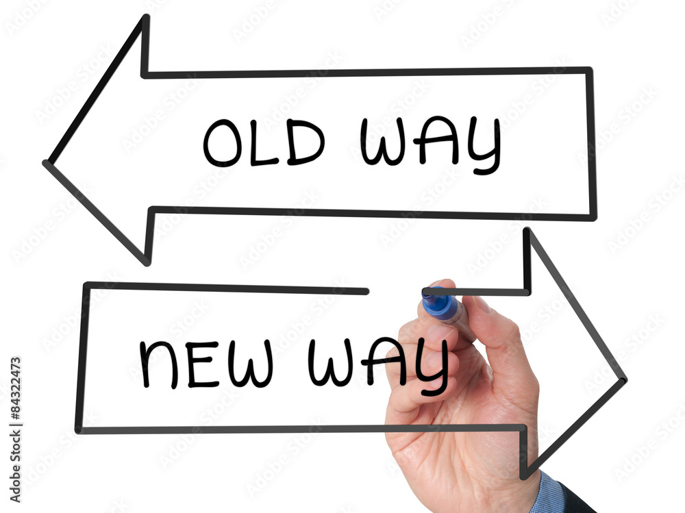 Hand drawing Old Way or New Way concept. Stock Photo | Adobe Stock