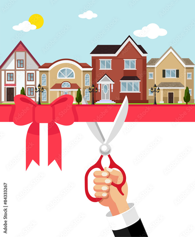 Vector inauguration building flat illustration Stock Vector | Adobe Stock