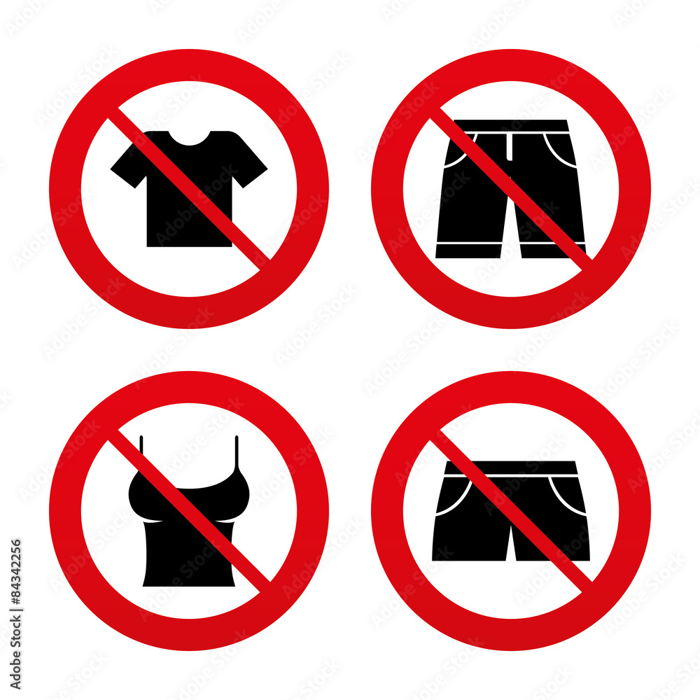 Clothes signs. T-shirt and pants with shorts. Stock Vector | Adobe Stock