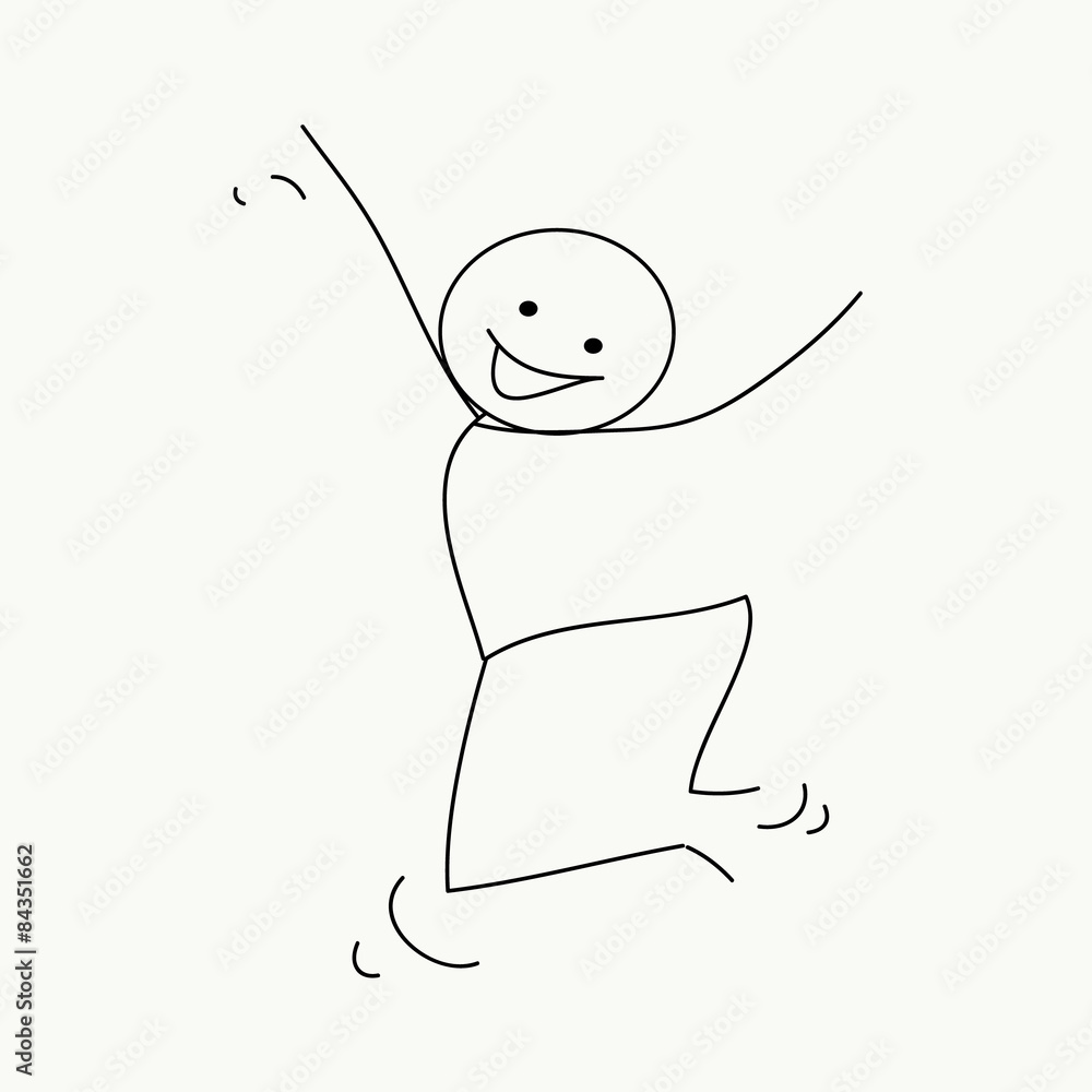 Happy stickman Stock Vector | Adobe Stock