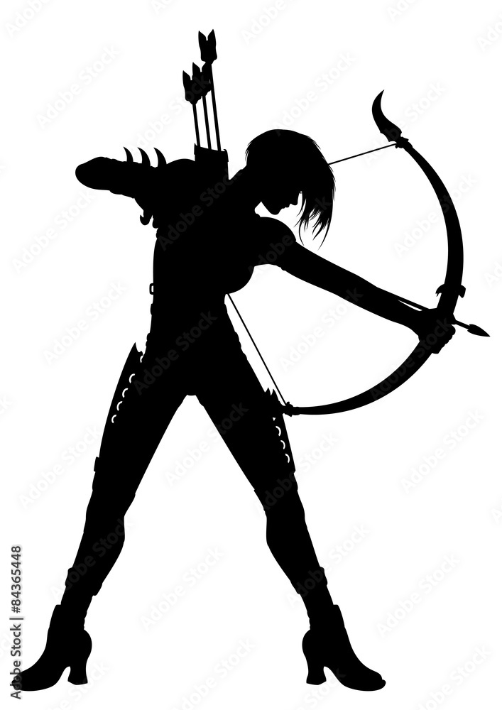 Woman Archer Silhouette or a horoscope symbol Sagittarius. Stock ...