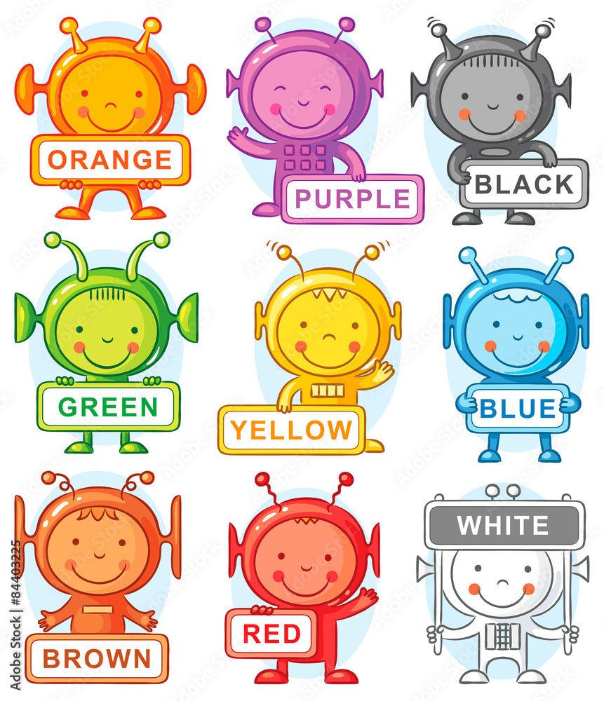 Cartoon aliens representing colors Stock Vector | Adobe Stock