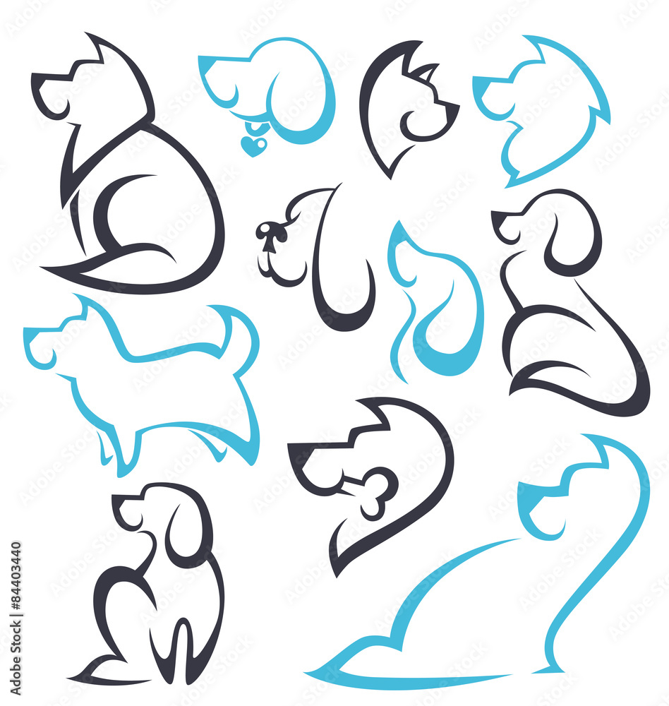 my favorite pet, vector collection of dogs symbols Stock Vector | Adobe ...