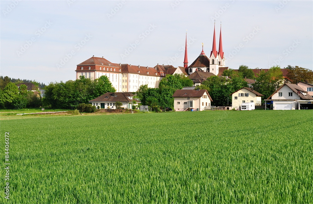 Dorf Muri mit Benediktinerkloster Stock Photo | Adobe Stock