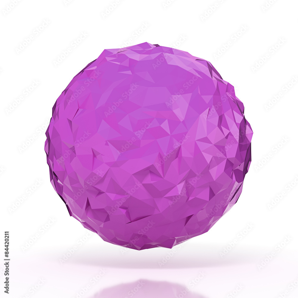 Purple triangular 3D sphere on white isolated with clipping path Stock ...