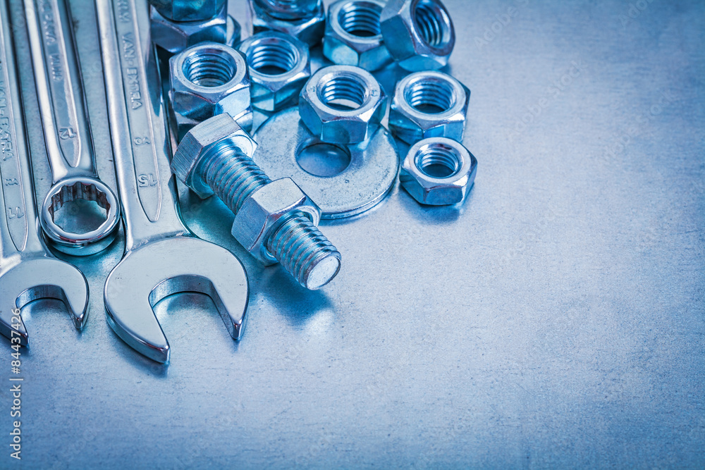 Metallic background with big set of construction objects repairi Stock ...